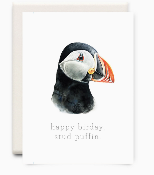 Stud Puffin Birthday Card - Earth Sweet Boutique